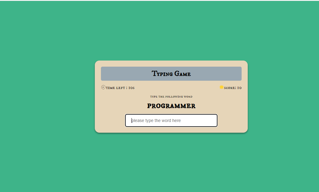 Typing Game App In Javascript With Source Code Sourcecodester